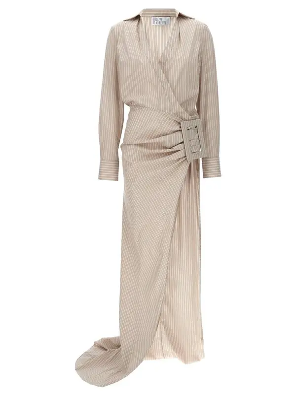 Giuseppe Di Morabito Striped Buckle Maxi Dress - Beige