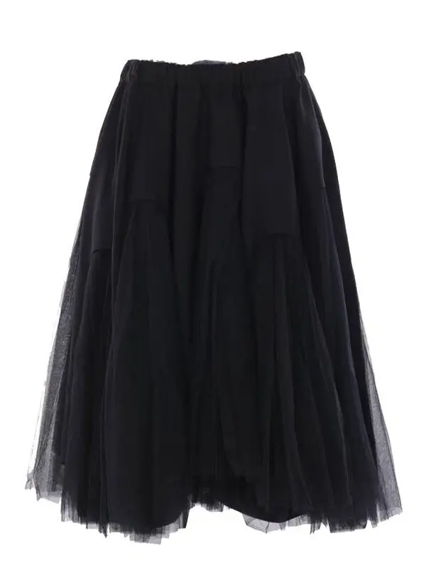 Noir Kei Ninomiya Circle Skirt With Tulle Drapes - Black