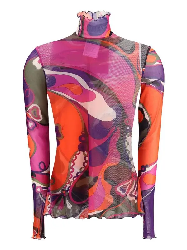 Emilio Pucci Geometric Print Tulle Top - Multicolour