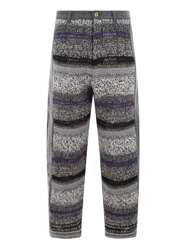 VITELLI Loose-fit Trousers With Striped Knit Inserts - Grey