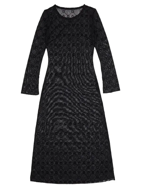 MARINE SERRE Moonogram Mesh Flock Tube Dress - Black