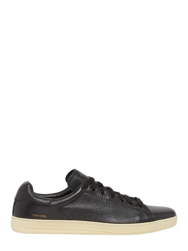 TOM FORD Warwick Grained Leather Sneakers - Black Cream