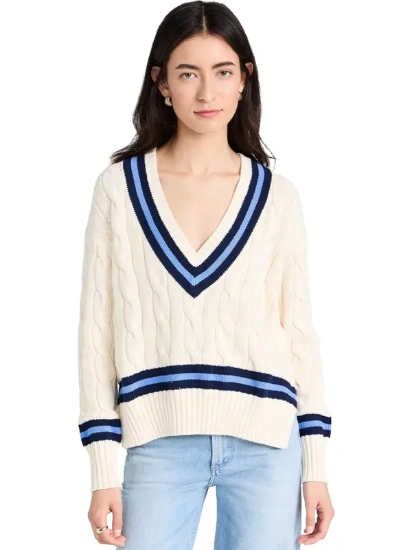 Ralph Lauren Cable Knit Cotton Cricket Sweater - Cream