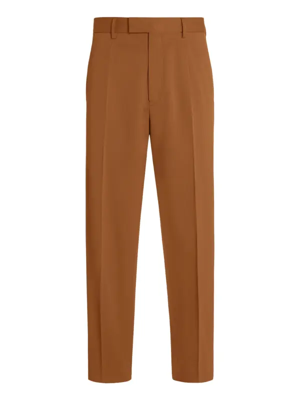 Zegna Cotton And Wool Pleated Pants - Dark Foliage