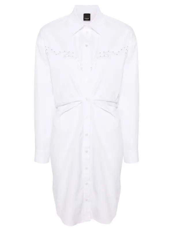 Pinko Eyelet-detail Cotton Shirtdress - White