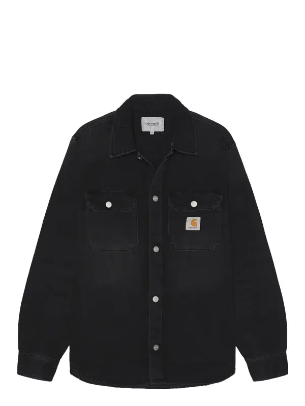 Carhartt Work In Progress Harvey Shirt Jacket In Black - Black Dark Used Wash