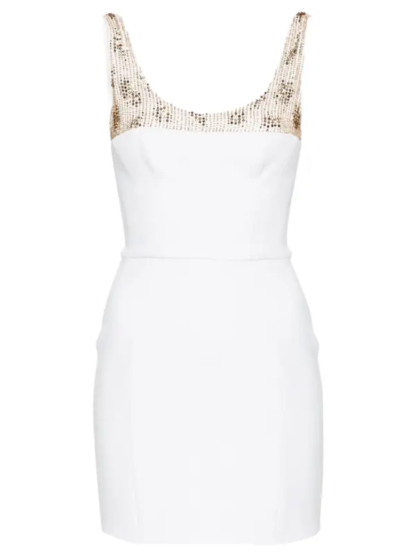 Elisabetta Franchi Beaded Mini Dress - White