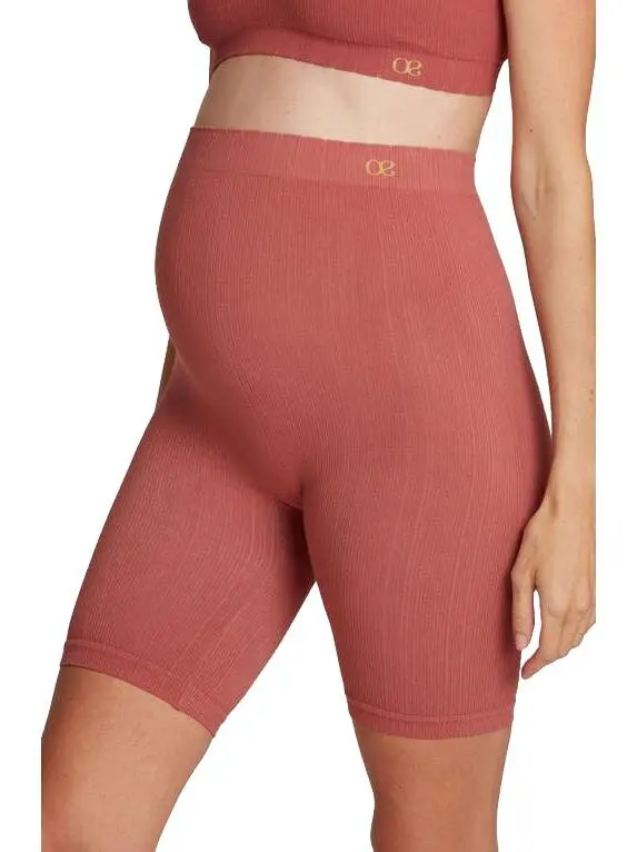 CACHE COEUR Zoe Ribbed Maternity Shorts - Terracotta