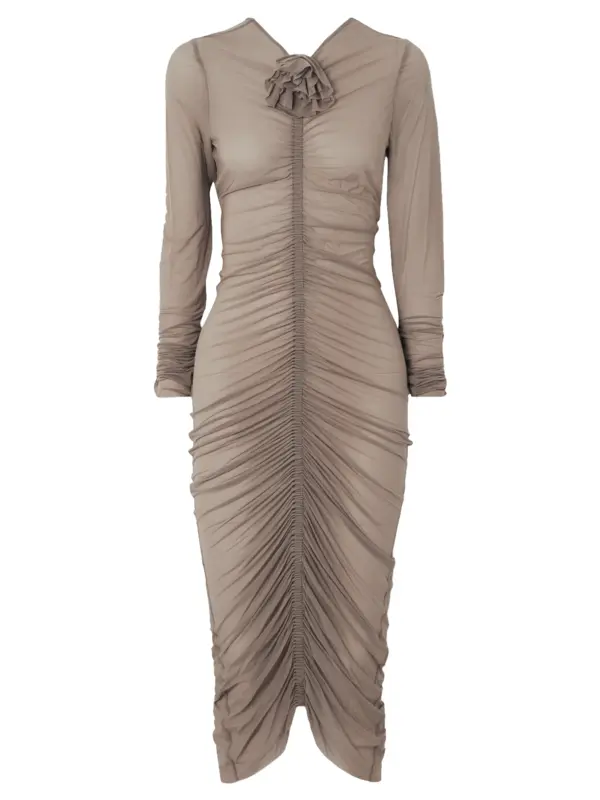 Magda Butrym Embellished Gathered Midi Dress - Neutrals