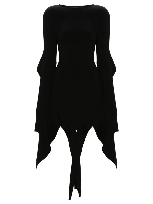 MUGLER Asymmetric Mini Dress - Black