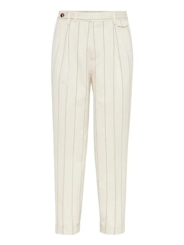 Brunello Cucinelli Stripe-pattern Tailored Trousers - Neutrals