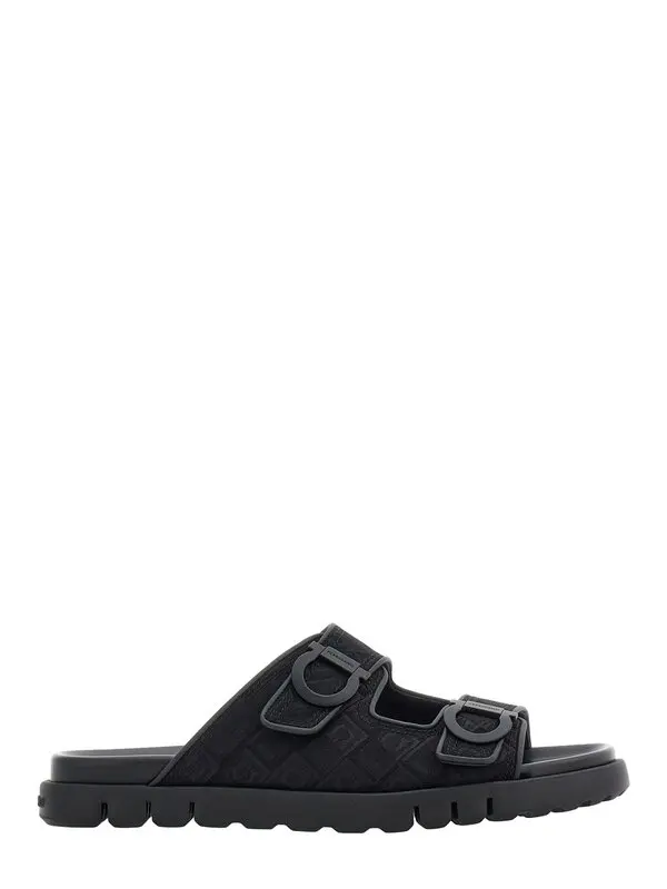 FERRAGAMO Double-strap Sandal - Black