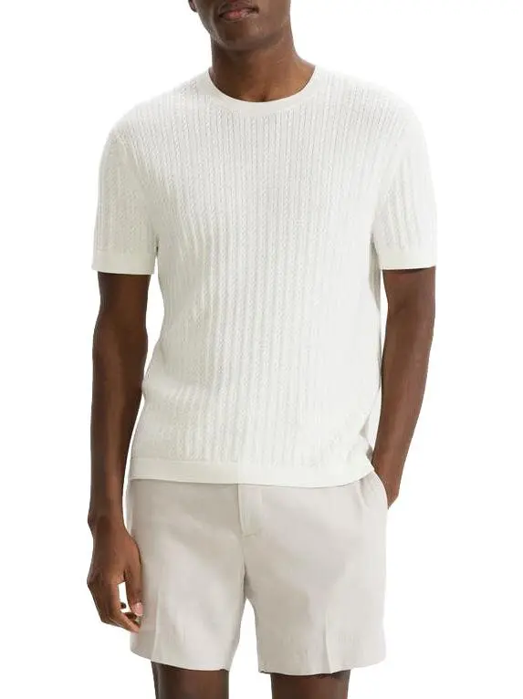 Theory Cable Knit Short Sleeve Sweater - Ivory