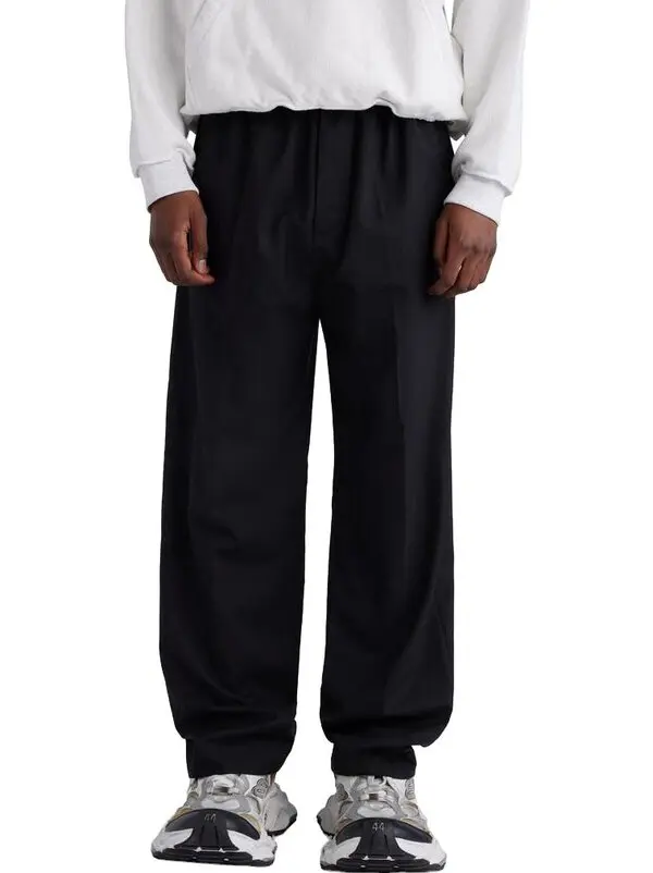 Balenciaga Elastic Waist Wool Ripstop Pants - Black