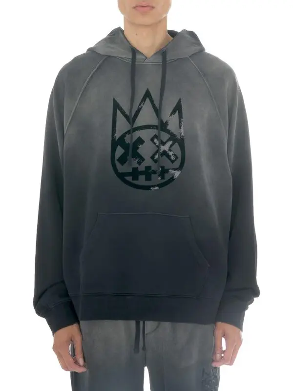 CULT OF INDIVIDUALITY Shimuchan Flocked Logo Graphic Hoodie - Vintage Black