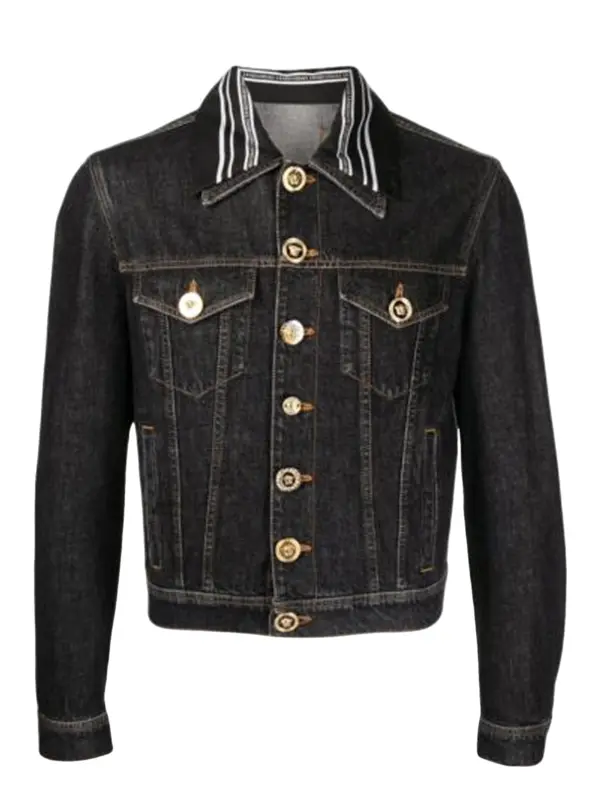 Versace Medusa Motif Denim Jacket - Black