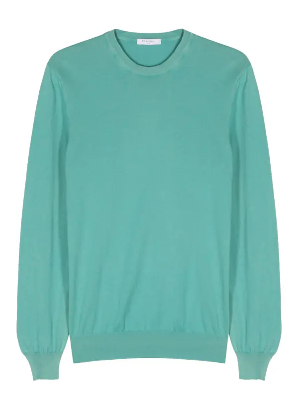 Boglioli Fine-knit Cotton Jumper - Blue