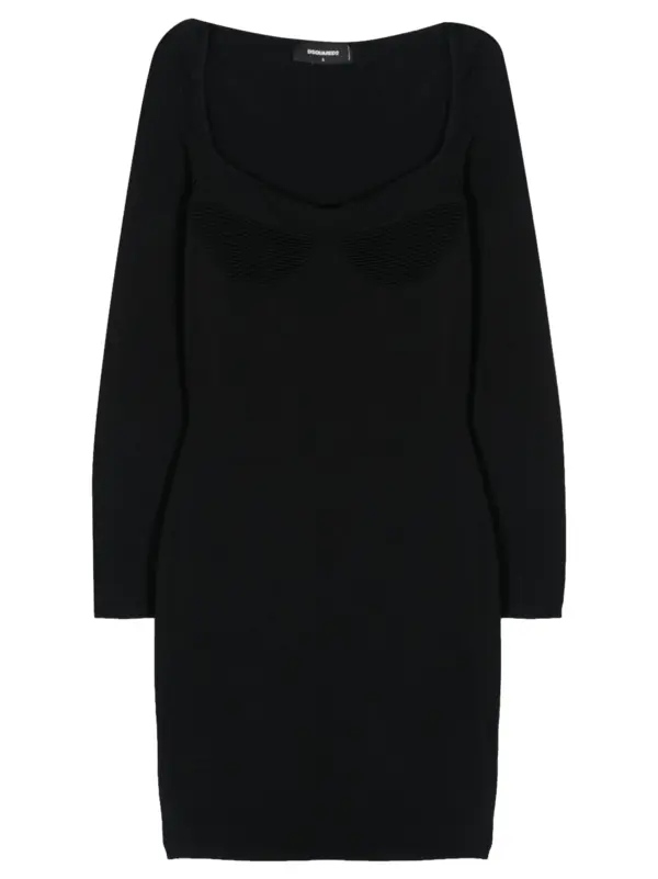 Dsquared2 Knitted Crepe Mini Dress - Black