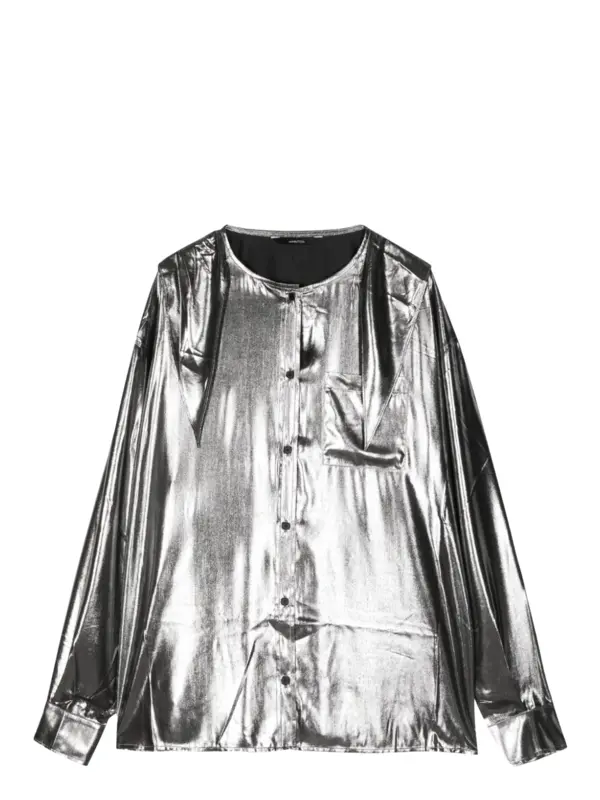 PUSHBUTTON Sailor-collar Metallic Shirt - Silver