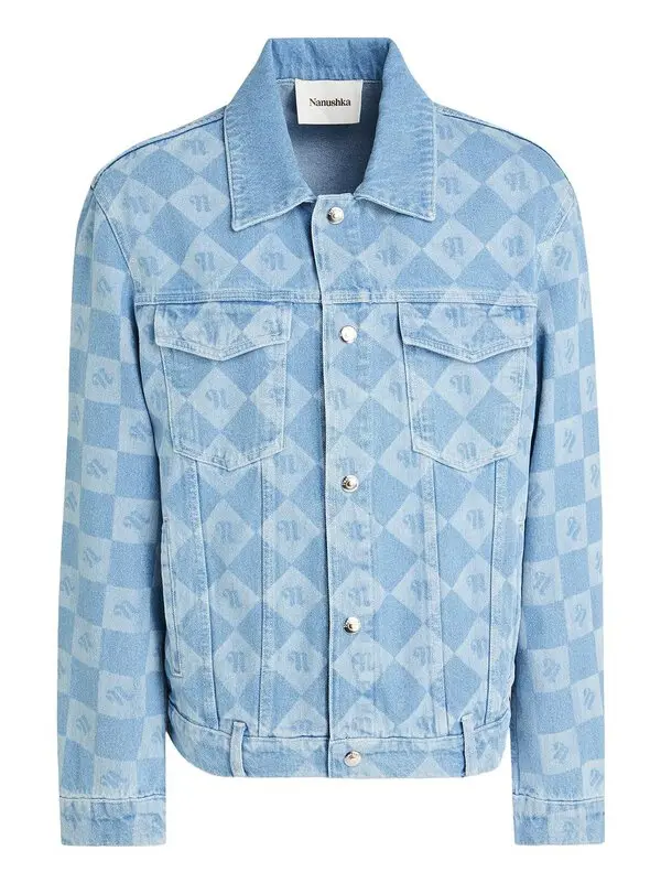 Nanushka Boyce Logo-print Denim Jacket - Mid Denim