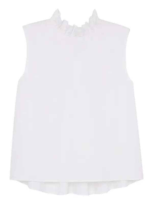 G. LABEL BY GOOP Ruffle-trim Cotton Poplin Top - White