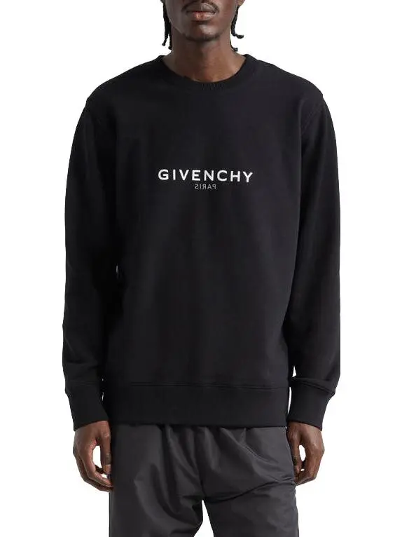 Givenchy Reverse Logo Cotton Crewneck Sweatshirt - Black