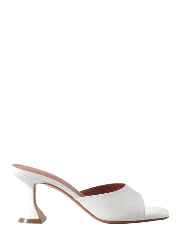 Amina Muaddi Lupita Textured-leather Mules - White