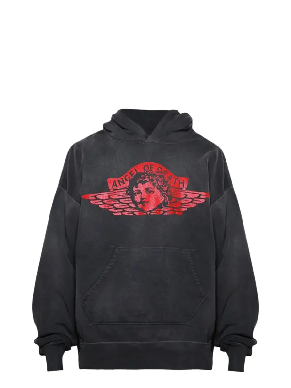 SAINT MXXXXXX Graphic-print Cotton Hoodie - Black
