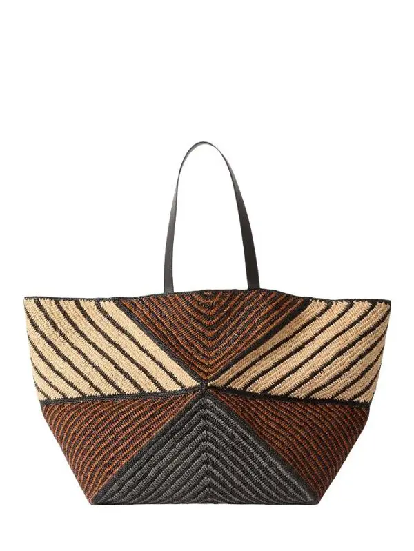 Loewe Paula's Ibiza Puzzle Fold Raffia Tote Bag - Multi
