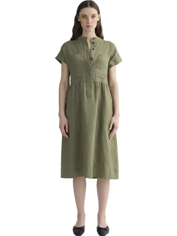Everlane Linen Craft Midi Dress - Olive
