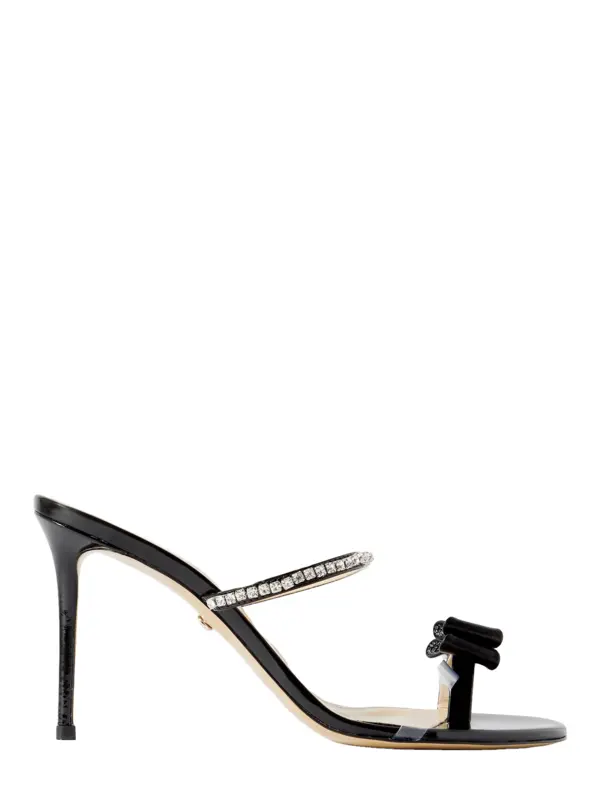 Mach & Mach Petite Cadeau Crystal-embellished Mules - Black