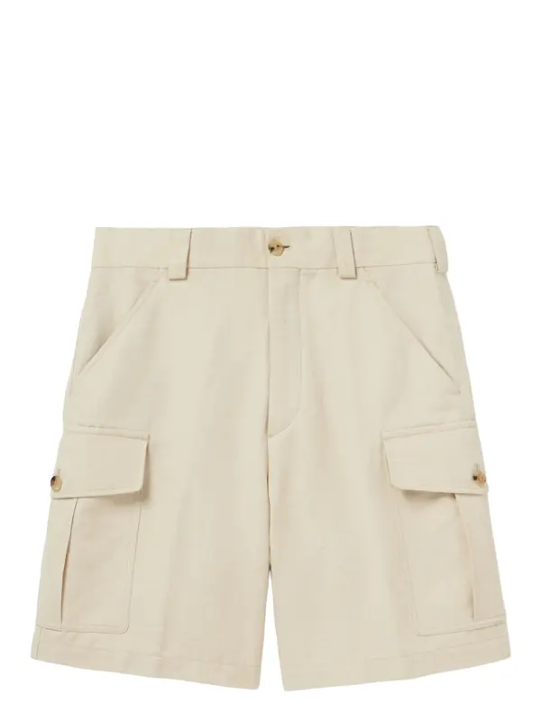 Loro Piana Bizen Wide-leg Cotton And Linen-blend Canvas Cargo Shorts - Neutrals