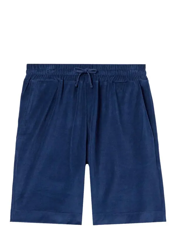 Loro Piana Straight-leg Cotton And Silk-blend Chenille Bermuda Shorts - Blue