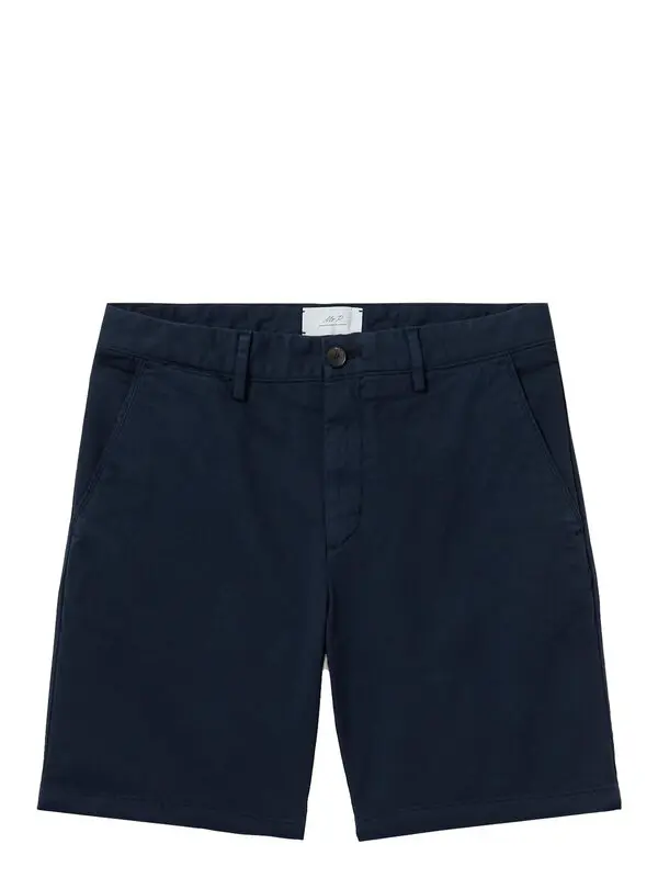 Mr P. Straight-leg Garment-dyed Cotton-blend Twill Bermuda Shorts - Blue