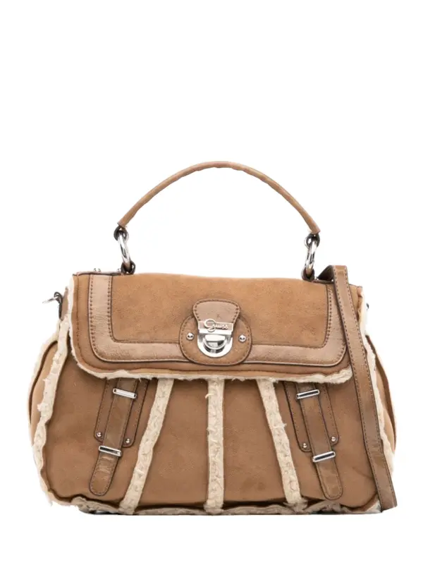 Guess Suede-effect Logo-plaque Tote Bag - Brown