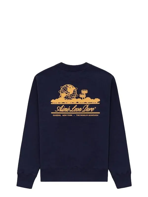 Aimé Leon Dore Unisphere Crewneck Sweatshirt - Navy Blue