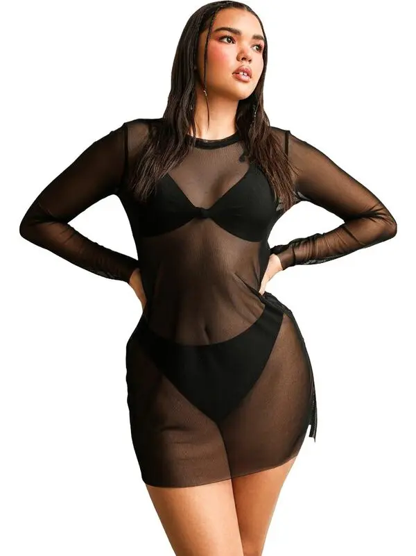 DIPPIN DAISY'S Long Sleeve Mesh Dress - Black