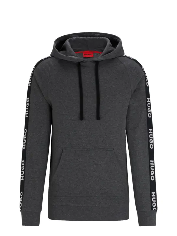 Hugo Boss Logo-tape Cotton Hoodie - Grey