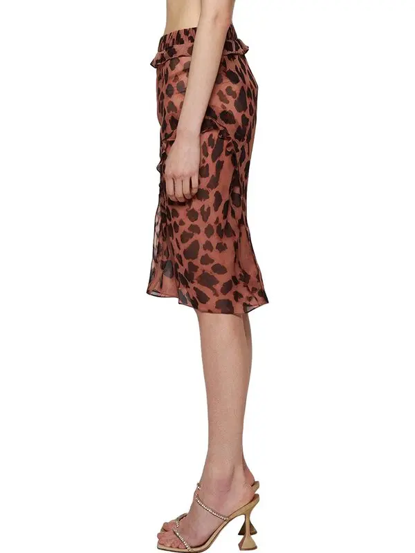 Christopher Esber Concave Bias Layered Skirt - Leopard Print