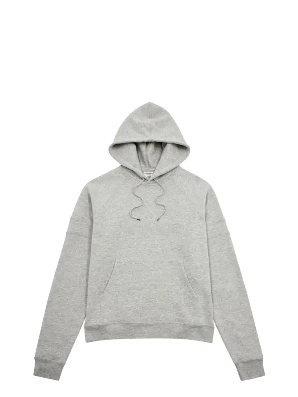 Saint Laurent Logo Hooded Cotton-blend Sweatshirt - Grey