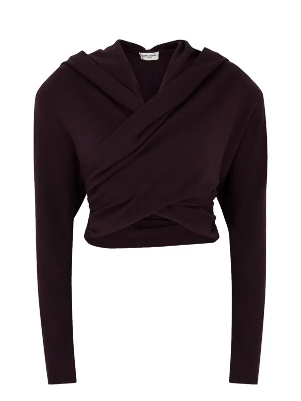 Saint Laurent Hooded Wool Top - Plum