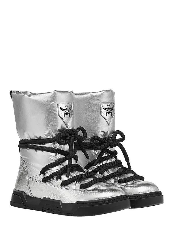 Mcm Skyward Woven Ankle Boots - Silver
