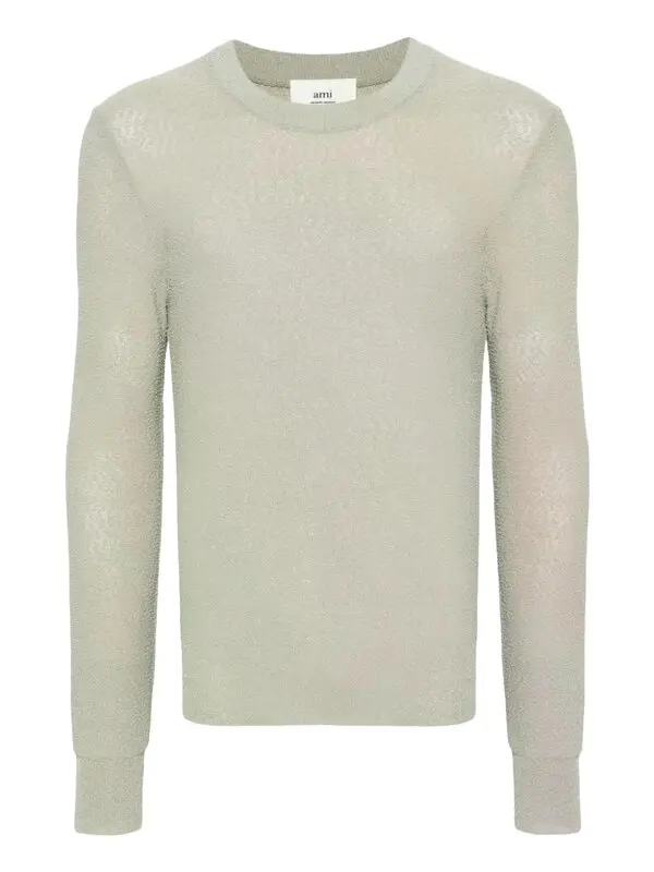 Ami Crew-neck Bouclé Jumper - Green
