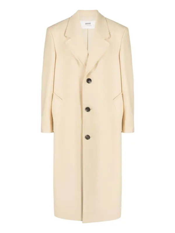 Ami Single-breasted Coat - Neutrals