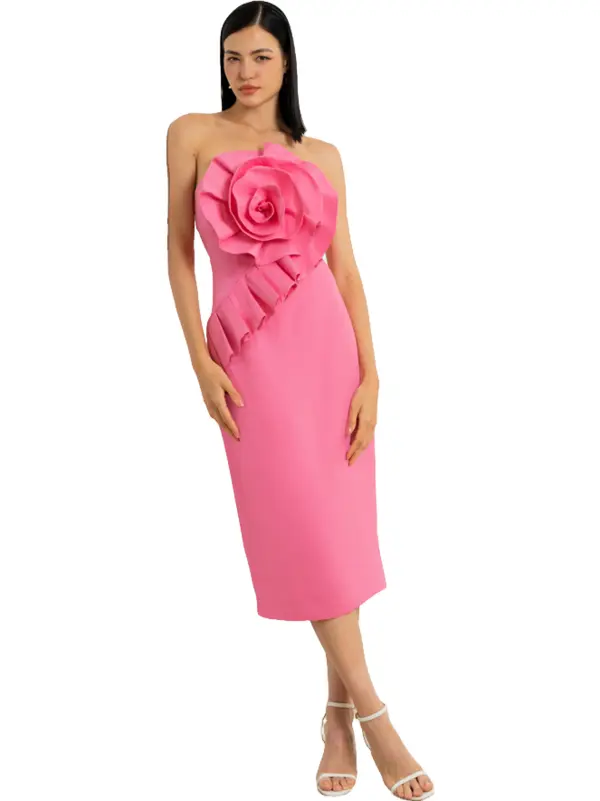Yumi Kim Rio Linen Midi Dress - Pink