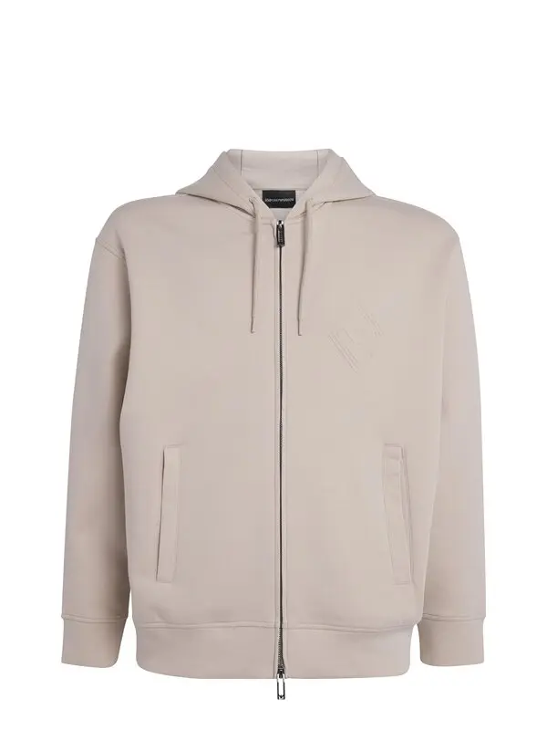 Emporio Armani Logo Zip-up Hoodie - Grey