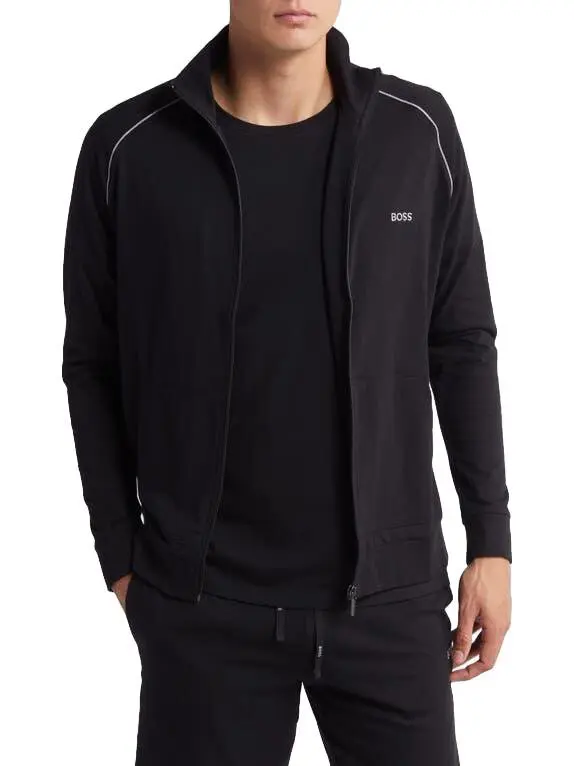 Hugo Boss Cotton-blend Zip-up Jacket - Black