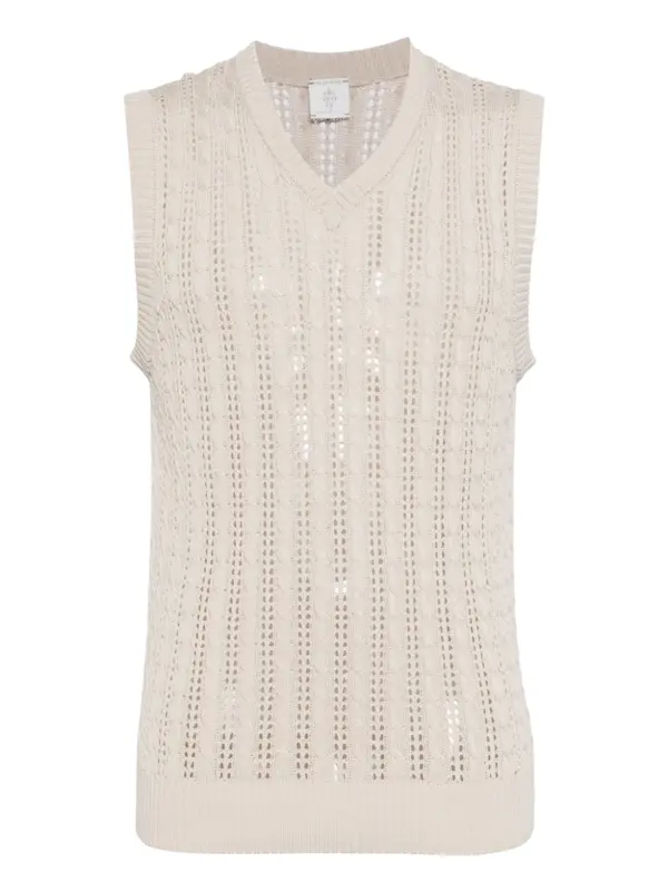 Eleventy Knitted Cotton Vest - Neutrals