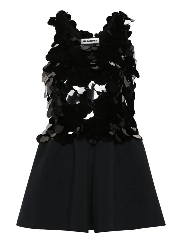 JIL SANDER Sequin-embellished Knitted Top - Black