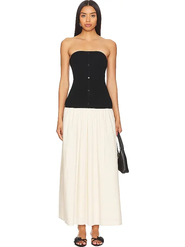 Line & Dot Tanner Combo Dress - Black & Taupe